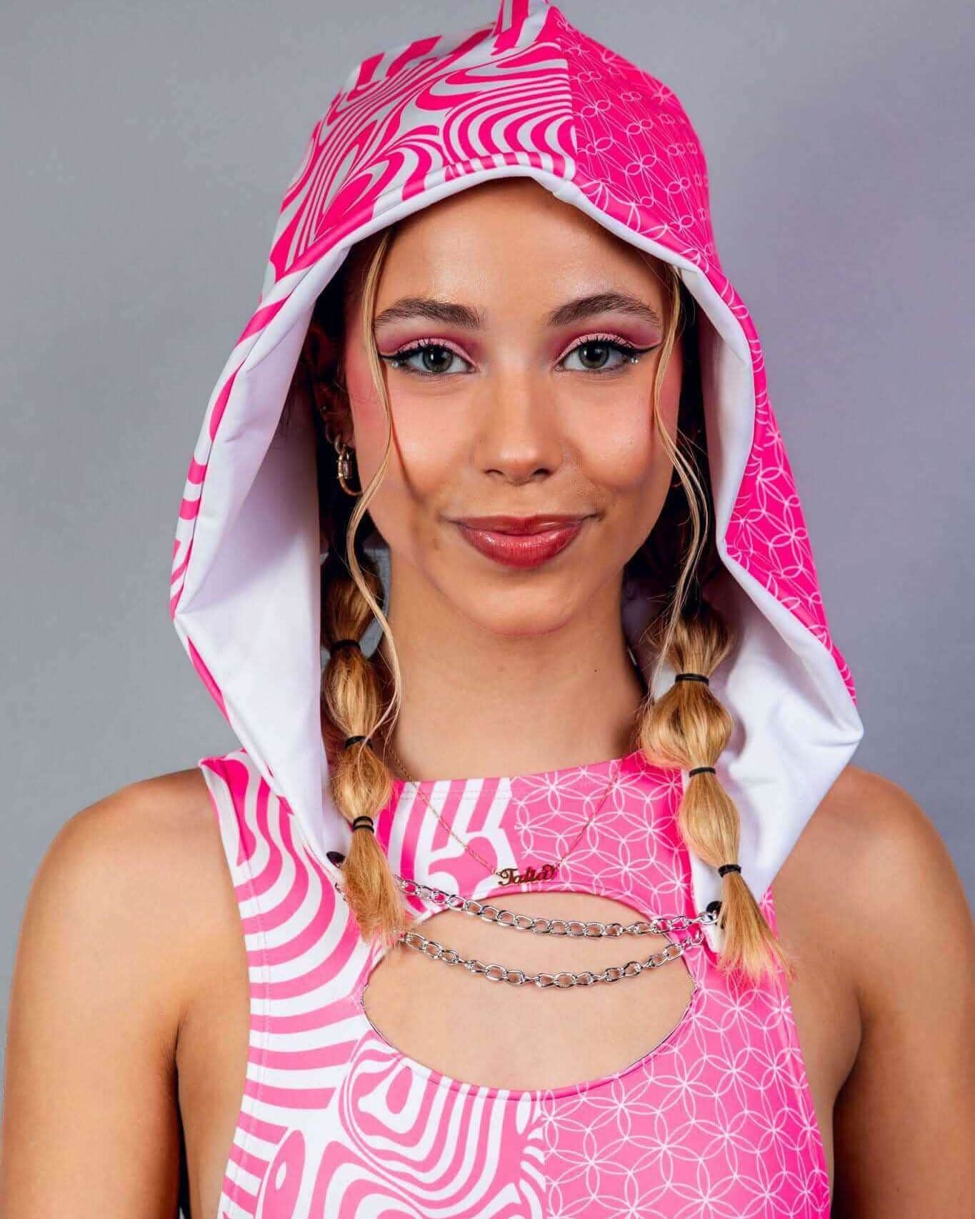 Electricity Assassin Hood - Rave in Neon Pink Color – Freedom Rave Wear
